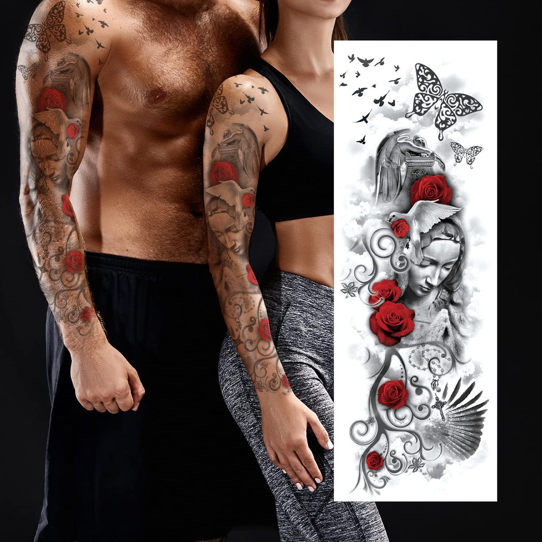 Tattoos Full Arm Temporary 3D Fake Tattoos Extra Large Rose - Etsy