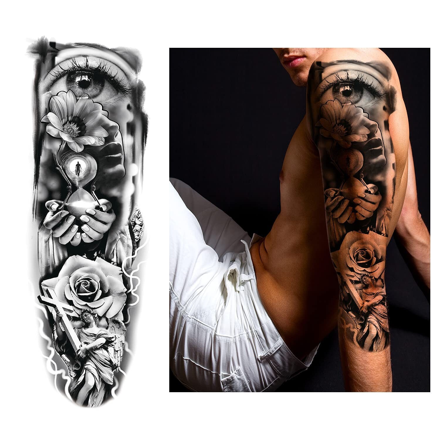 Tattoos Full Arm Temporary 3D Fake Tattoos Extra Large Long Lasting ...