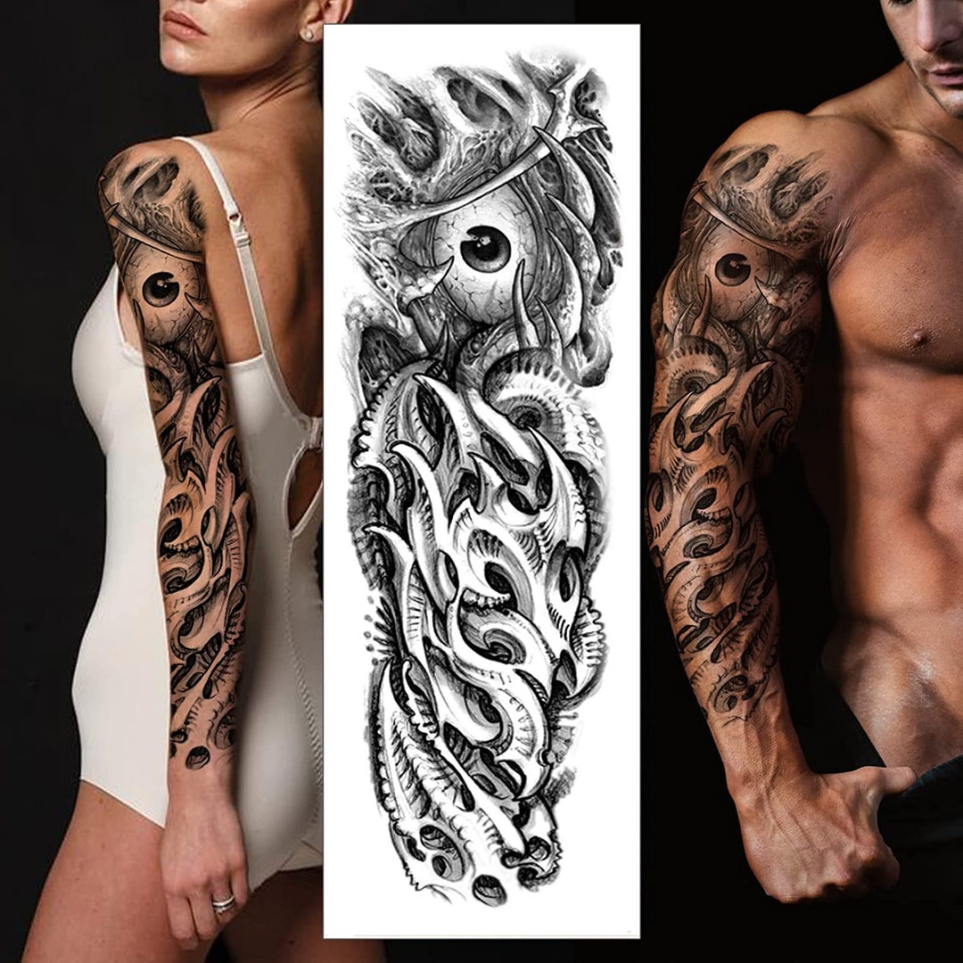 Tattoos Full Arm Temporary 3D Fake Tattoos Extra Large Long Lasting ...