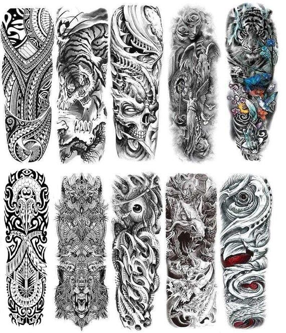 Printable Arm Tattoos New Full Arm Tattoo Stickers Full Arm Series
