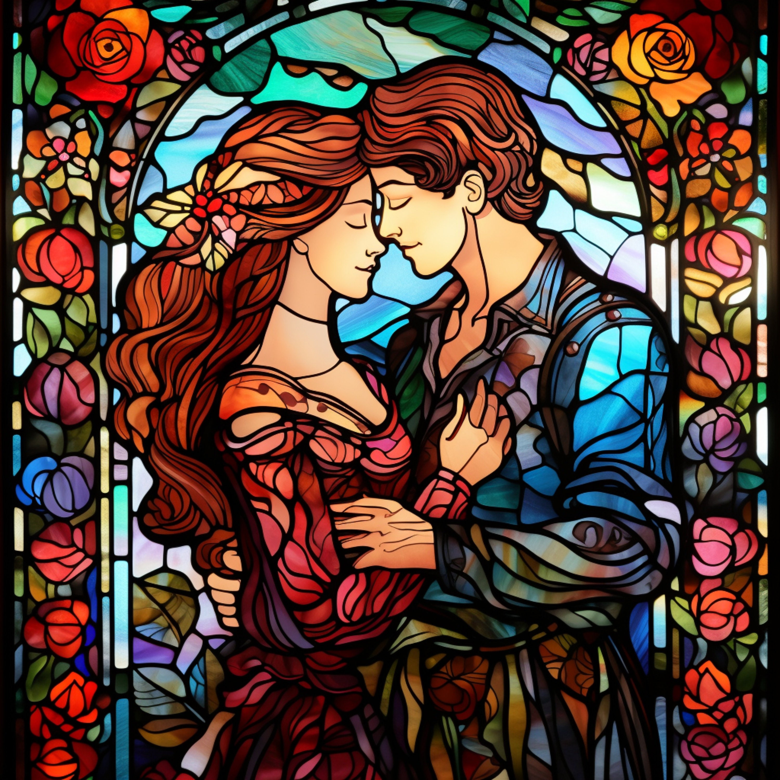 5 Printable Stained Glass Lovers Paper Digital Download Use for Custom ...