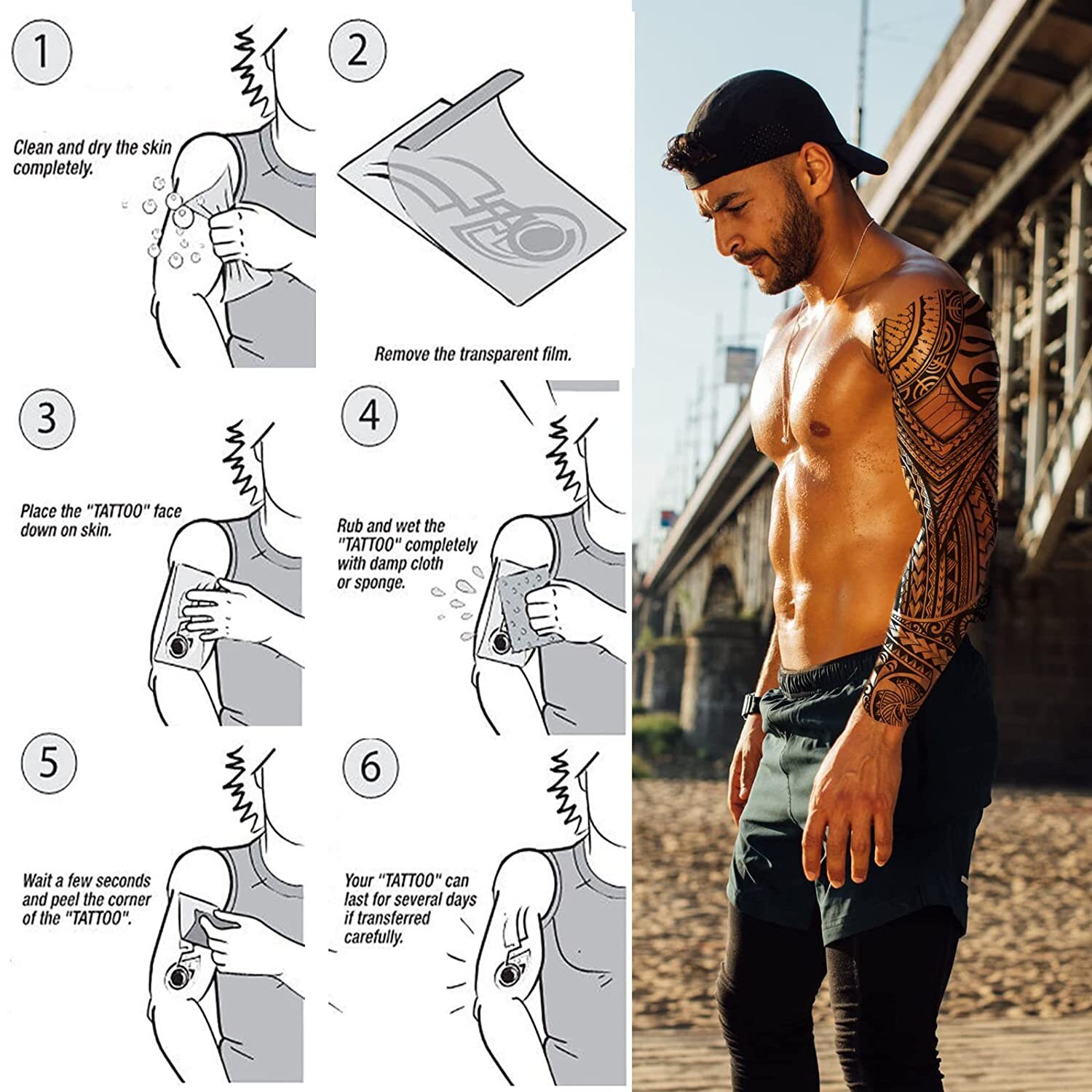 Tattoos Full Arm Temporary 3D Fake Tattoos Extra Large Long Lasting ...