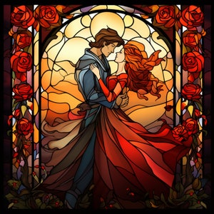 5 Printable Stained Glass Lovers Paper Digital Download Use for Custom ...