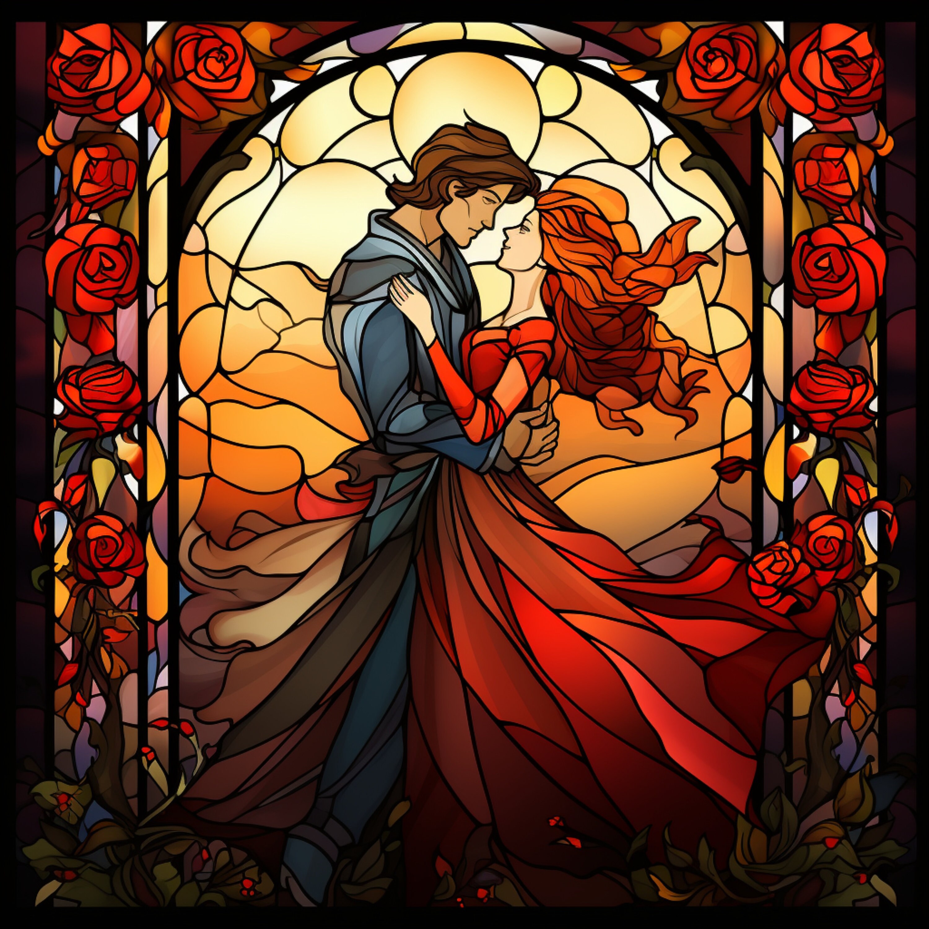 5 Printable Stained Glass Lovers Paper Digital Download Use for Custom ...