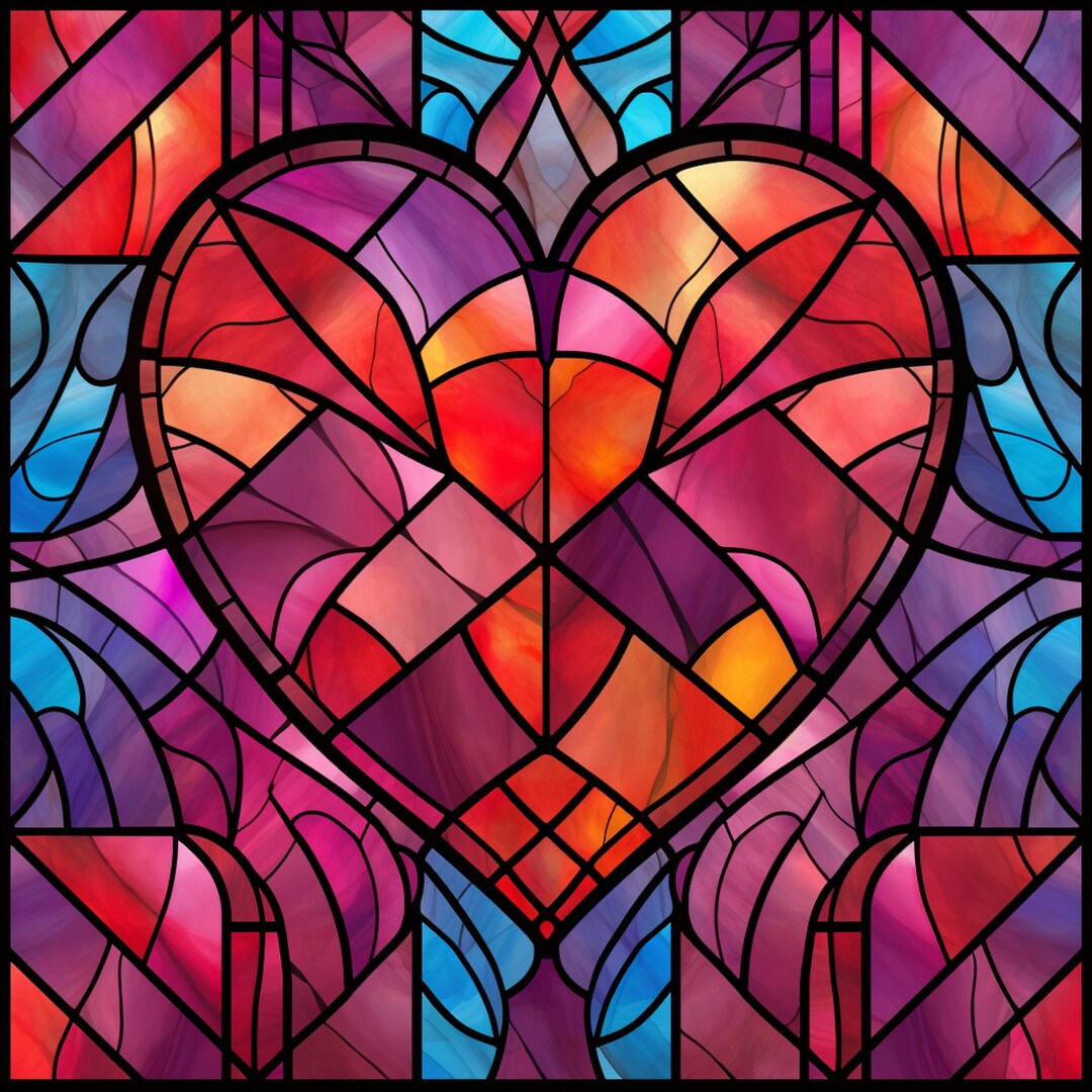 5 Printable Stained Glass Lovers Paper Digital Download Use for Custom ...