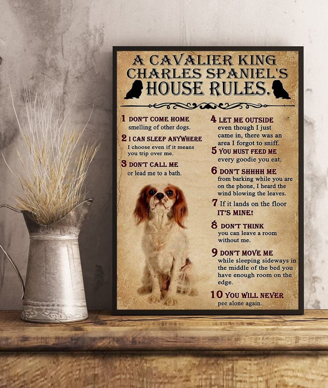 Cavalier King Charles Spaniel House Rules Metal Sign | Vintage Style ...