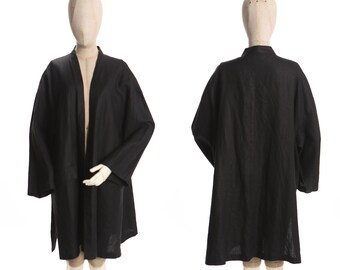Linen Black Robe - Etsy