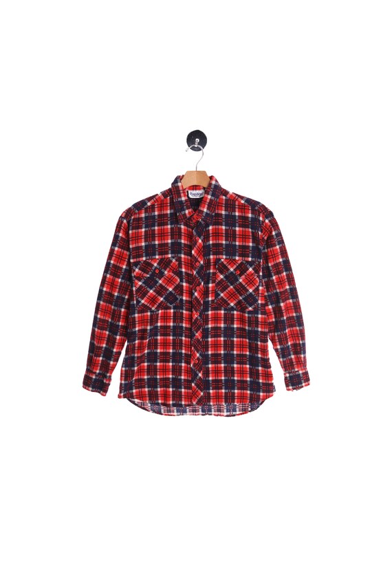 Red Plaid Flannel Shirt Soft 80s Vintage Grunge Thick… - Gem