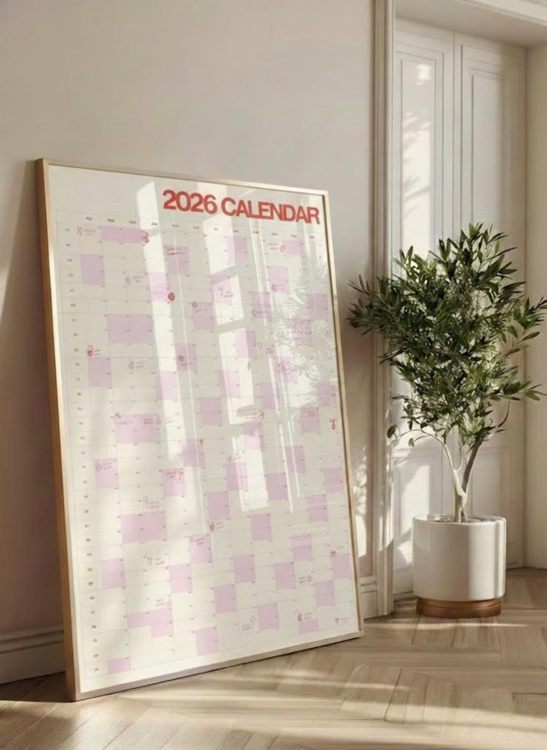 Yearly Wall Calendar | Editable Canva Template | Printable Poster ...