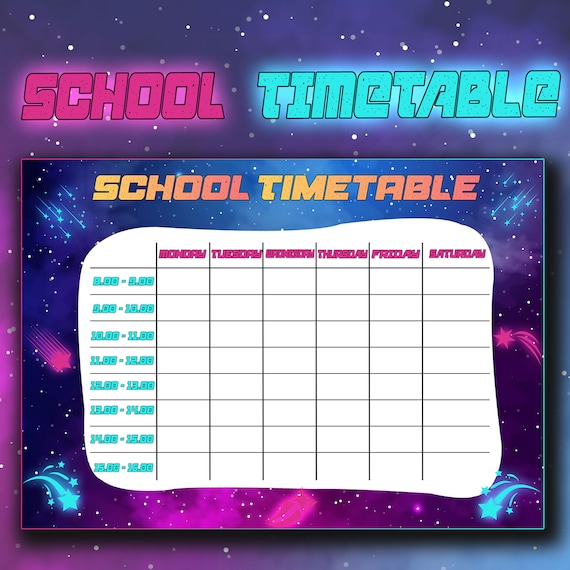 Printable Space School Timetable Study Plan Class and Room - Etsy