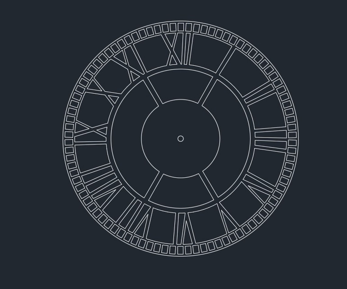 Wall Clock Laser Dxf Dwg Files, Cnc Cutting Router Digital Vector ...