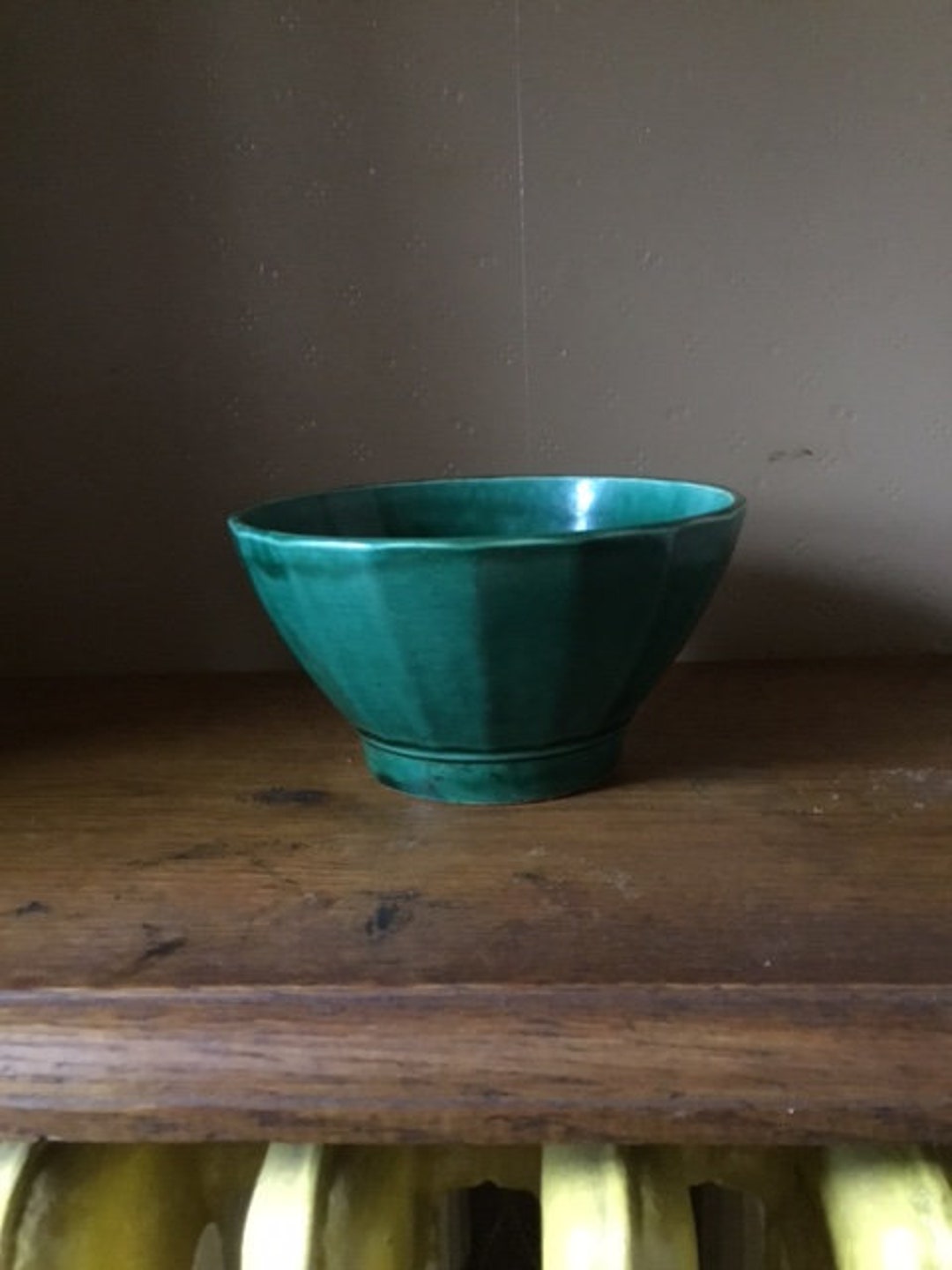 Vintage Ceramic Bowl, Emerald Green, Breakfast Bowl, Green Bowl ...