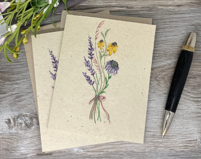 Peony Cards Set of 8 on Wildflower Paper • Foil Notecards • Gold Foil ...