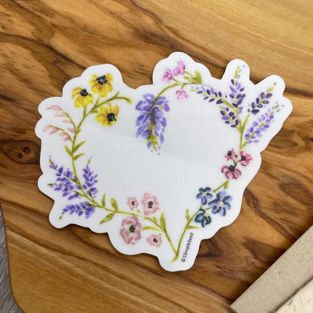 Wildflower Heart | Sticker | Hand Drawn Watercolor - Etsy