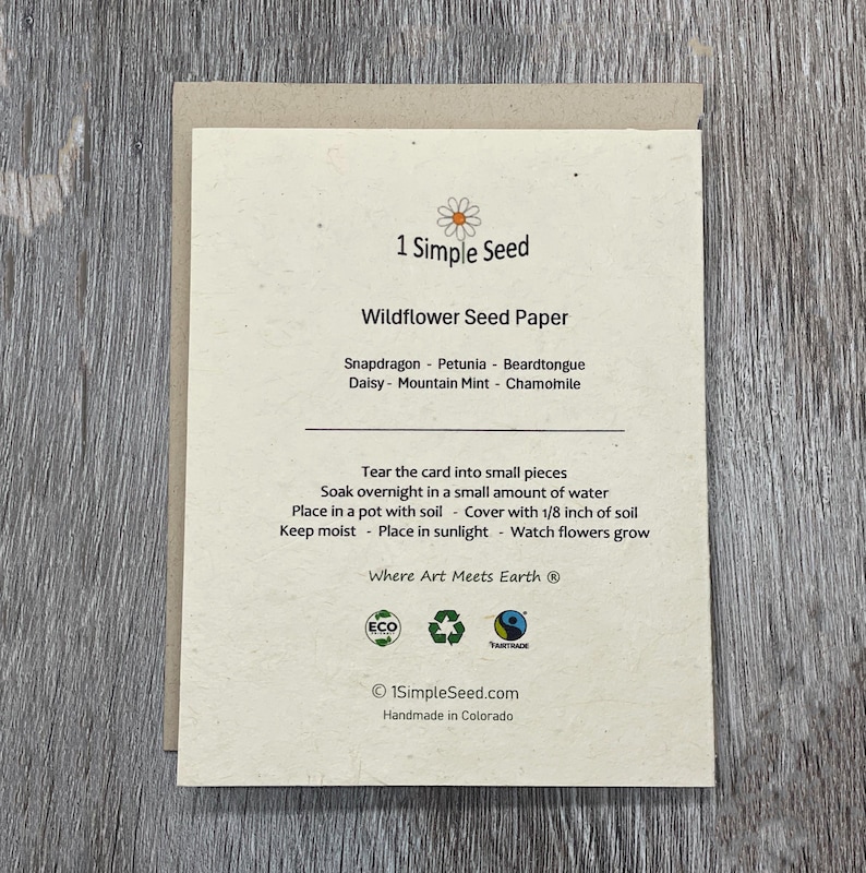 Wildflower Plantable Card | Wildflower Seed Paper | Hand Drawn | Eco ...