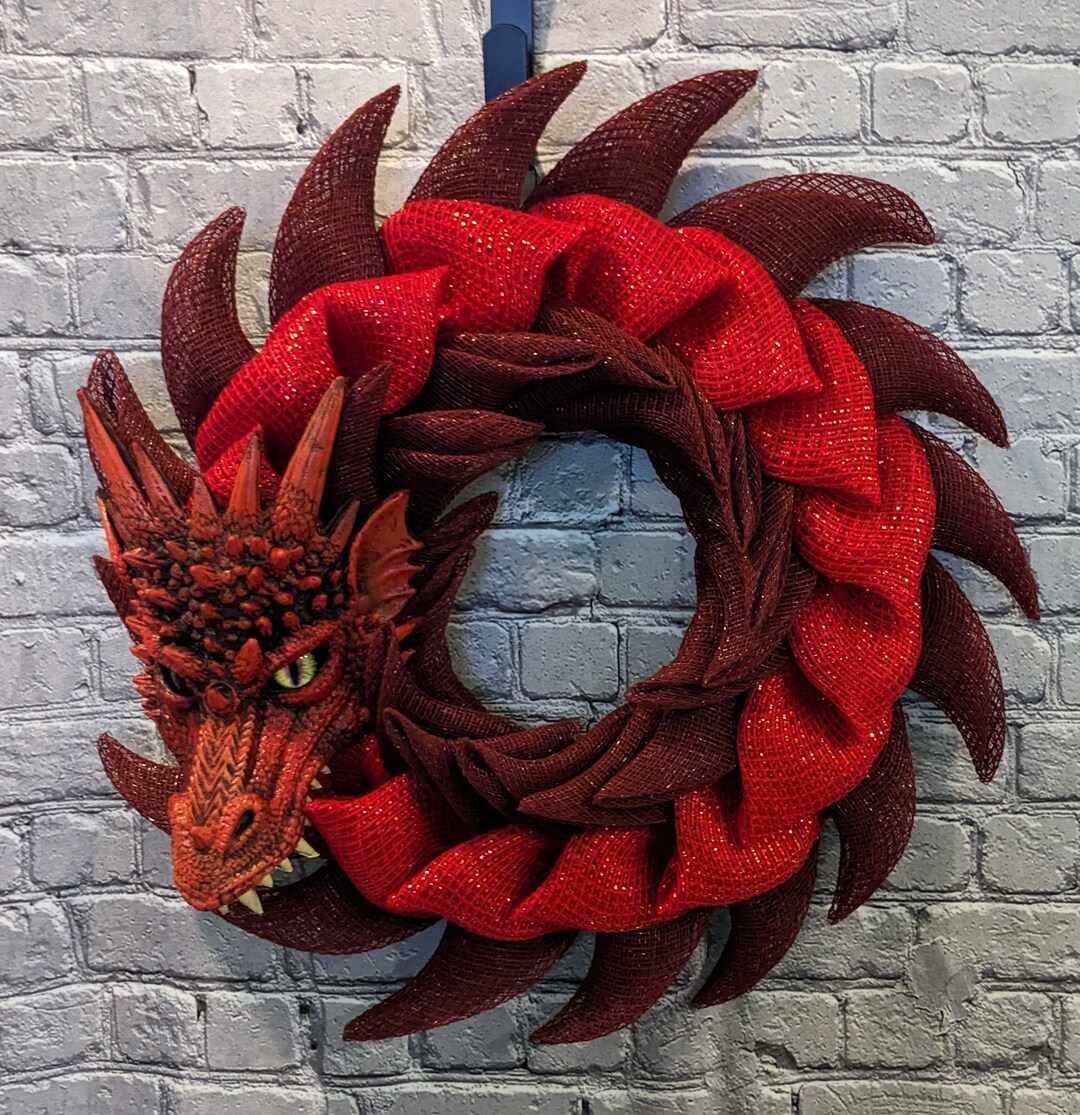 Red Burgundy Dragon Wreath, With/without Fire - Etsy