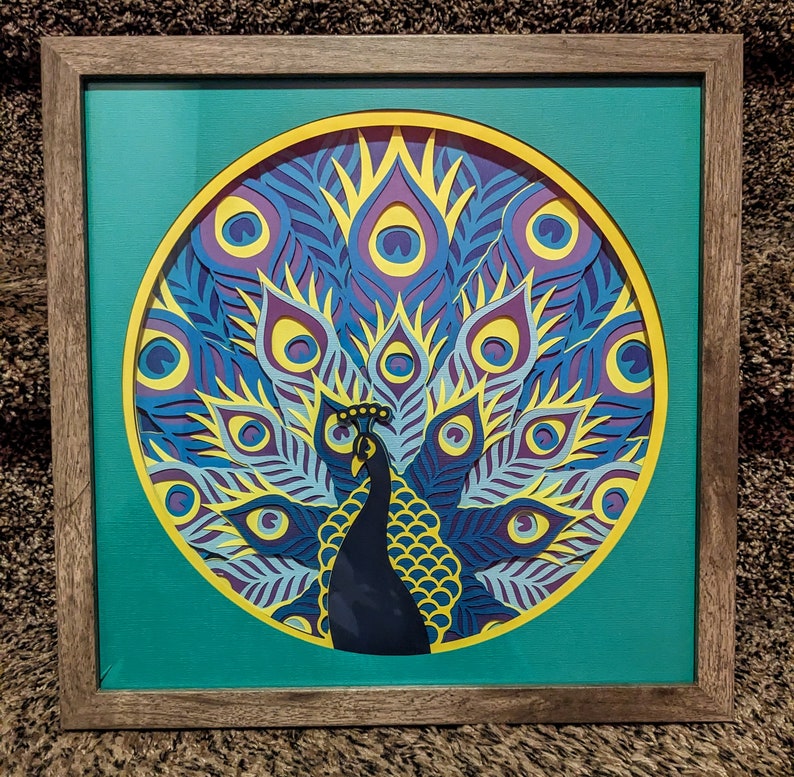 3D Layered Cardstock Peacock Shadow Box - Etsy