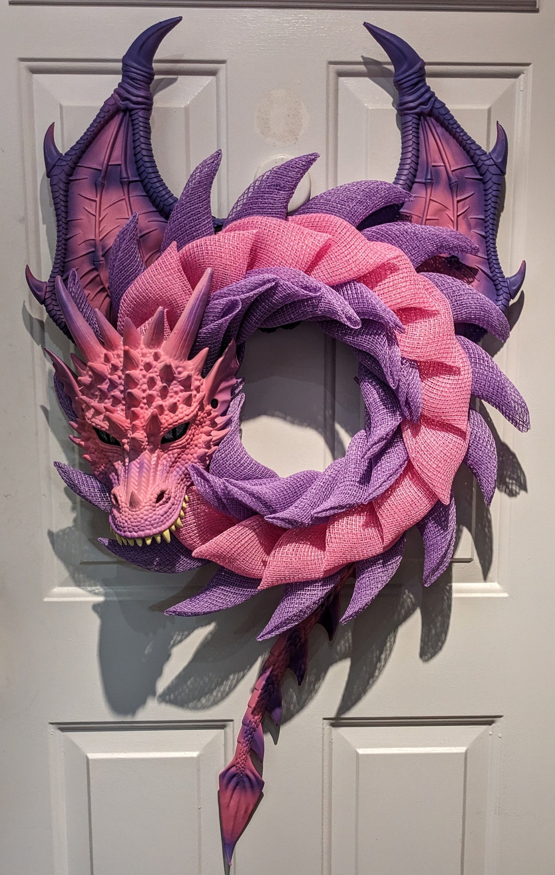 Lavender Pink Dragon Wreath With Wings and Tail, With/without Fire - Etsy