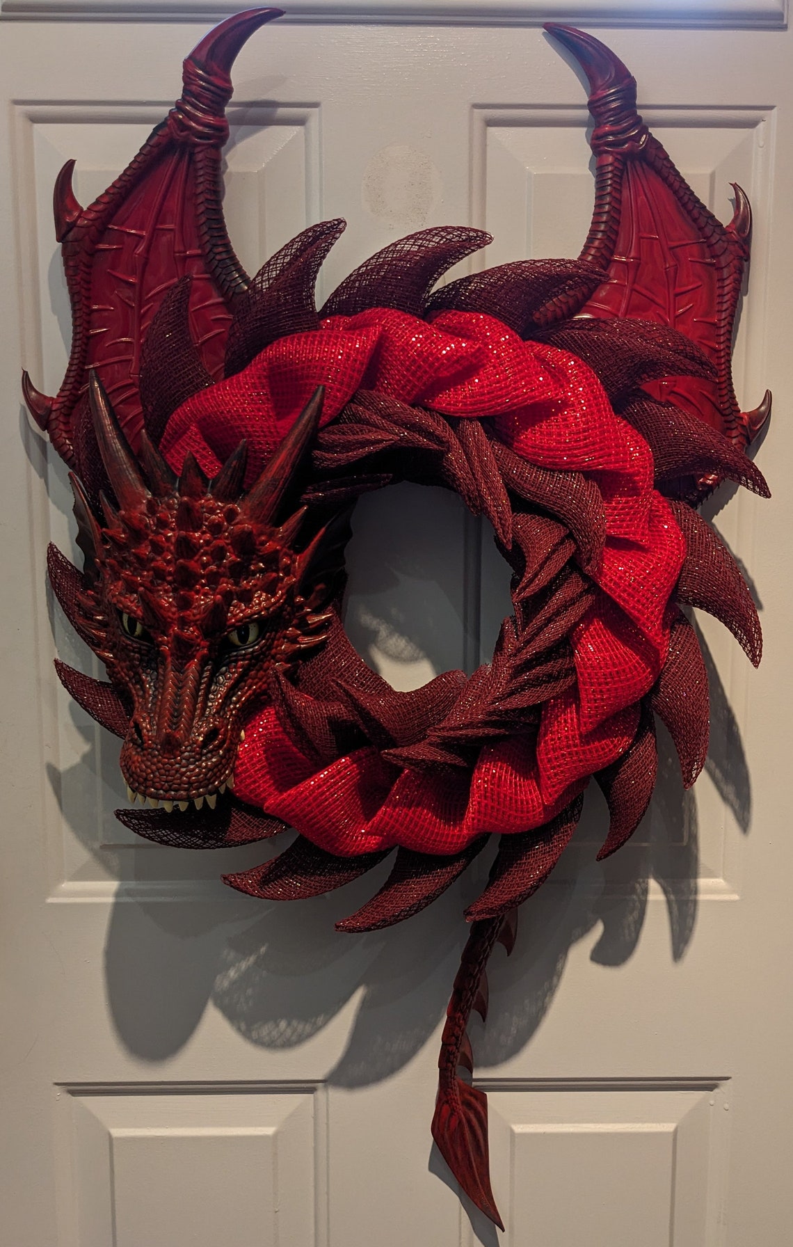 Red Burgundy Dragon Wreath With Wings and Tail - Etsy