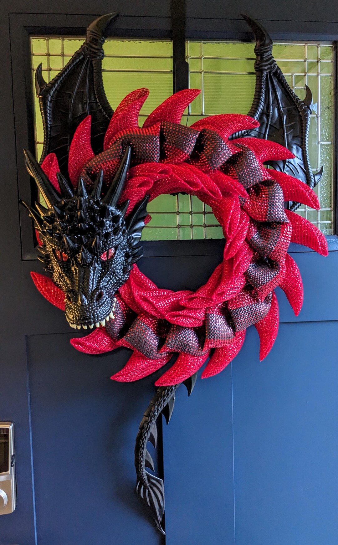 Red Black/red Striped Dragon Wreath With Wings and Tail, With/without ...