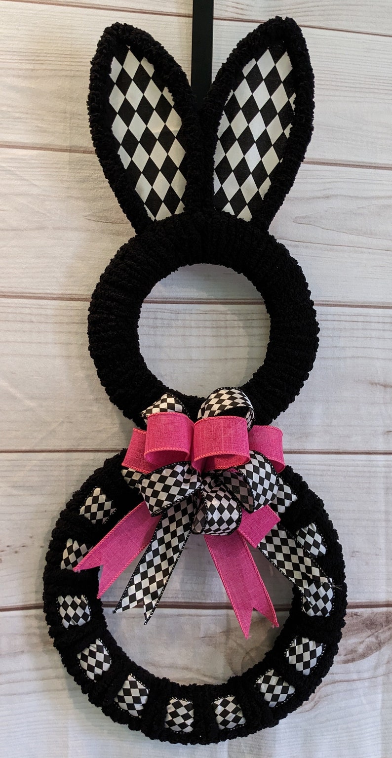 Yarn and Ribbon Easter Bunny Wreath Various Colors - Etsy