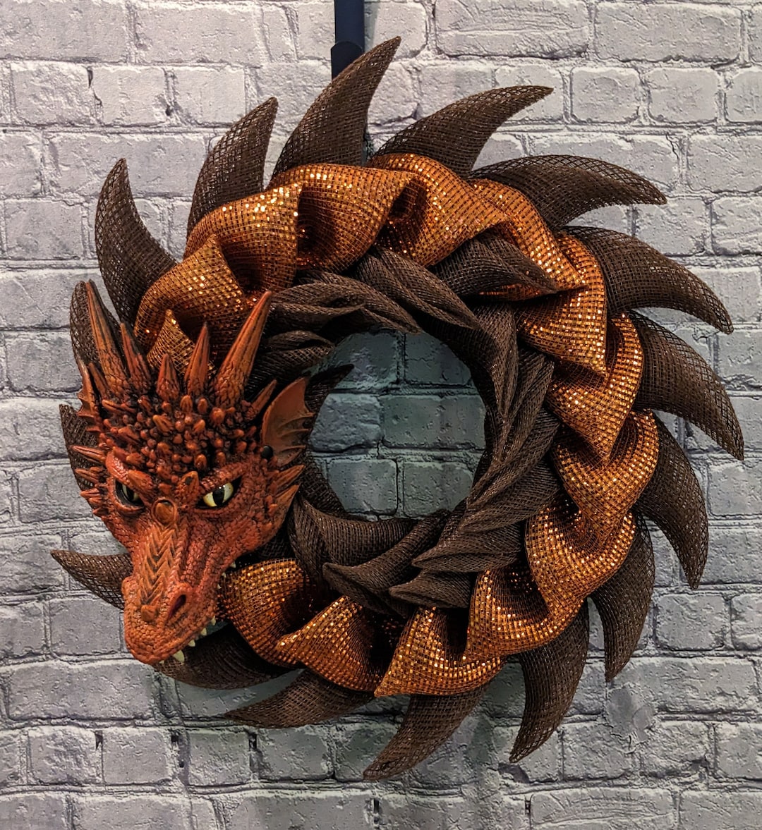 Copper Chocolate Brown Dragon Wreath, With/without Fire - Etsy