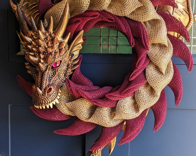 Dragon Wreath, Dragon Head Wreath, Fantasy Wreath, Renaissance Wreath ...