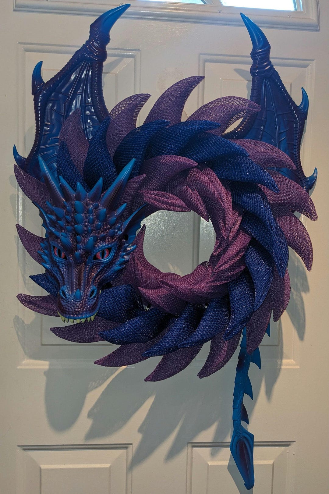 Blue Purple Dragon Wreath With Wings and Tail, With/without Fire - Etsy