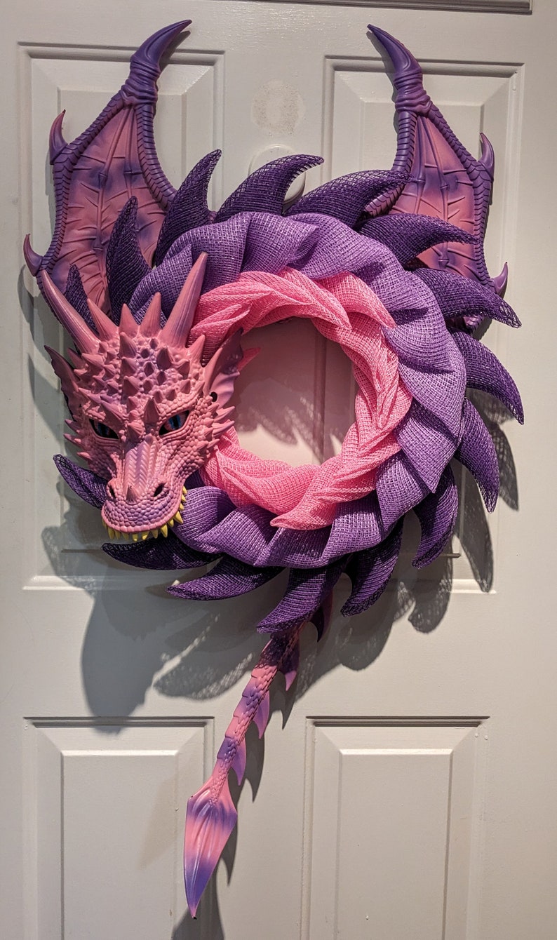 Purple Lavender Pink Dragon Wreath With Wings and Tail, With/without ...