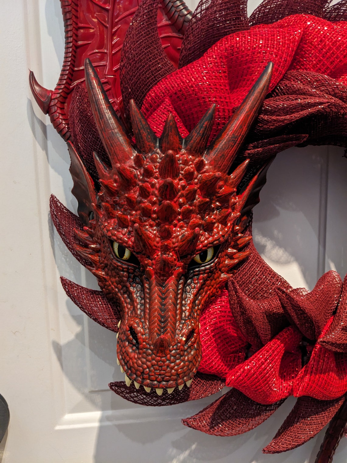 Red Burgundy Dragon Wreath With Wings and Tail - Etsy