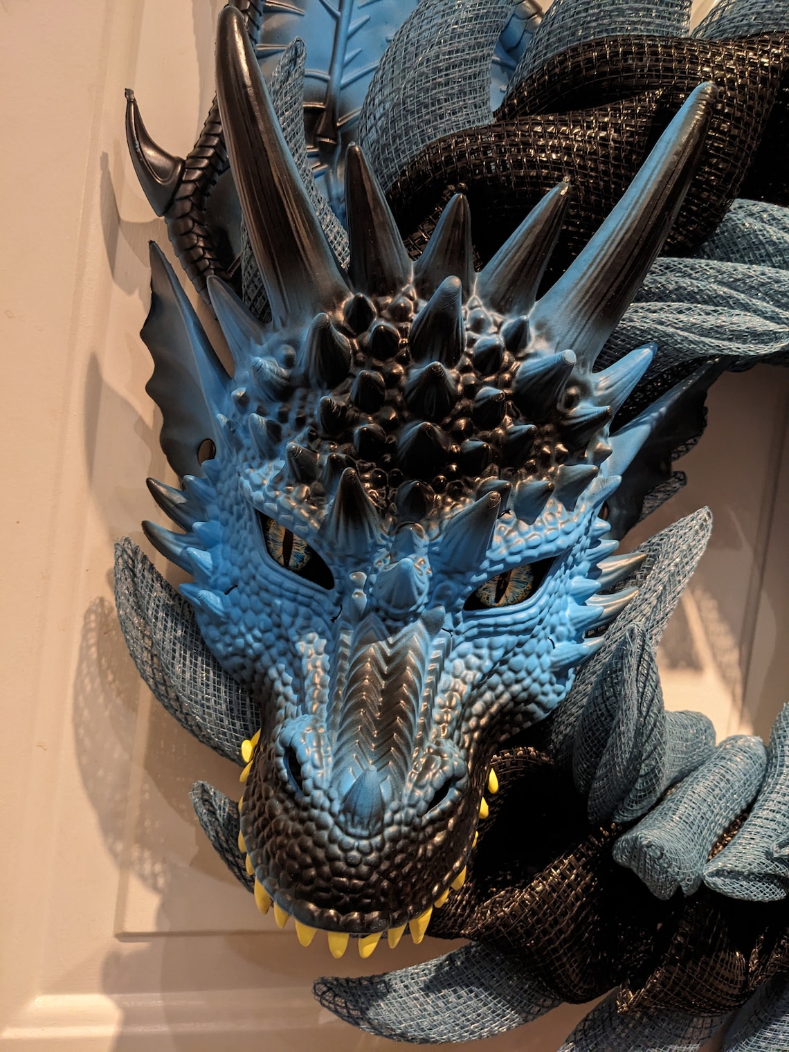 Black Blue Dragon Wreath With Wings and Tail - Etsy