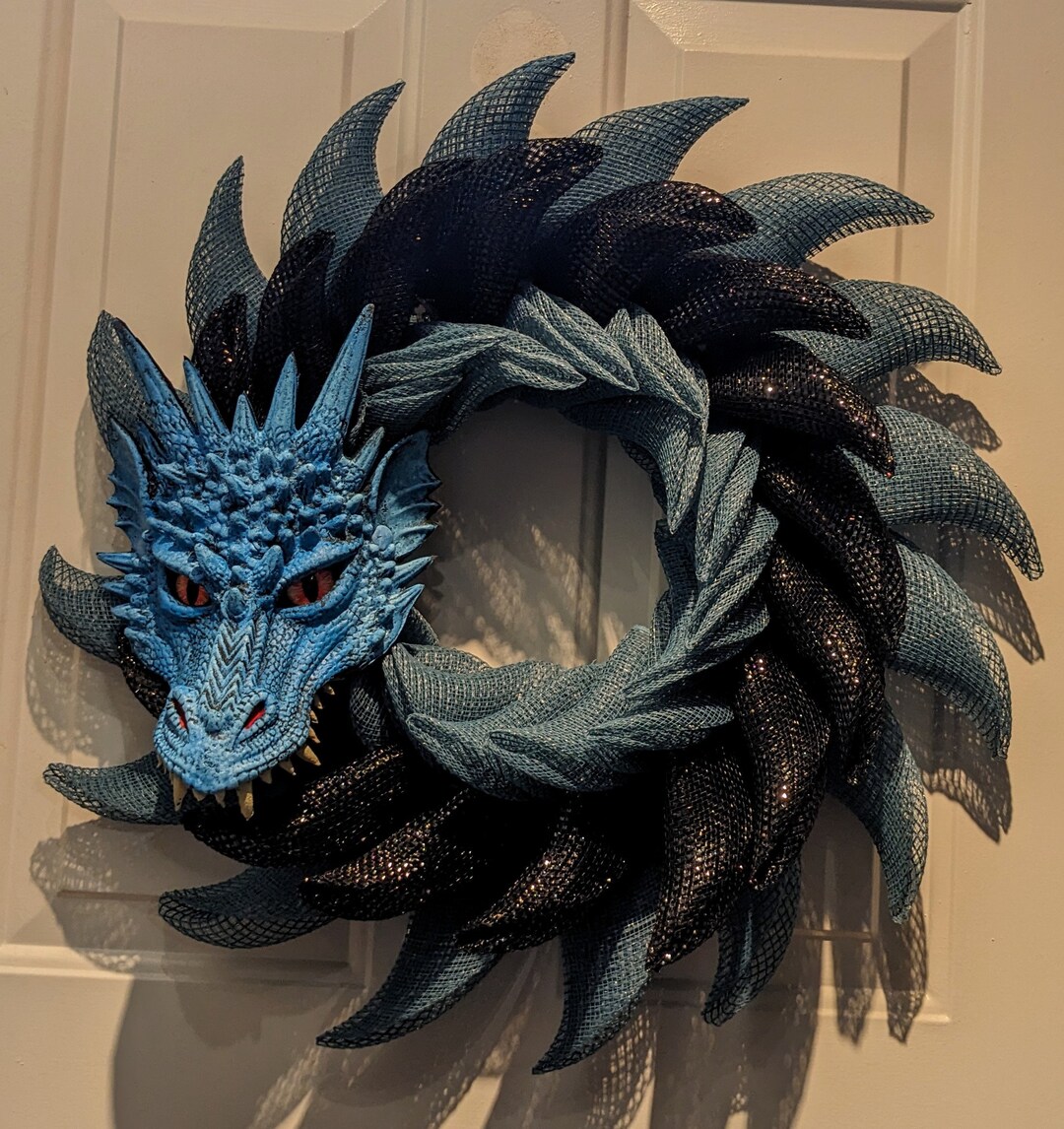 Black Blue Dragon Wreath - Etsy