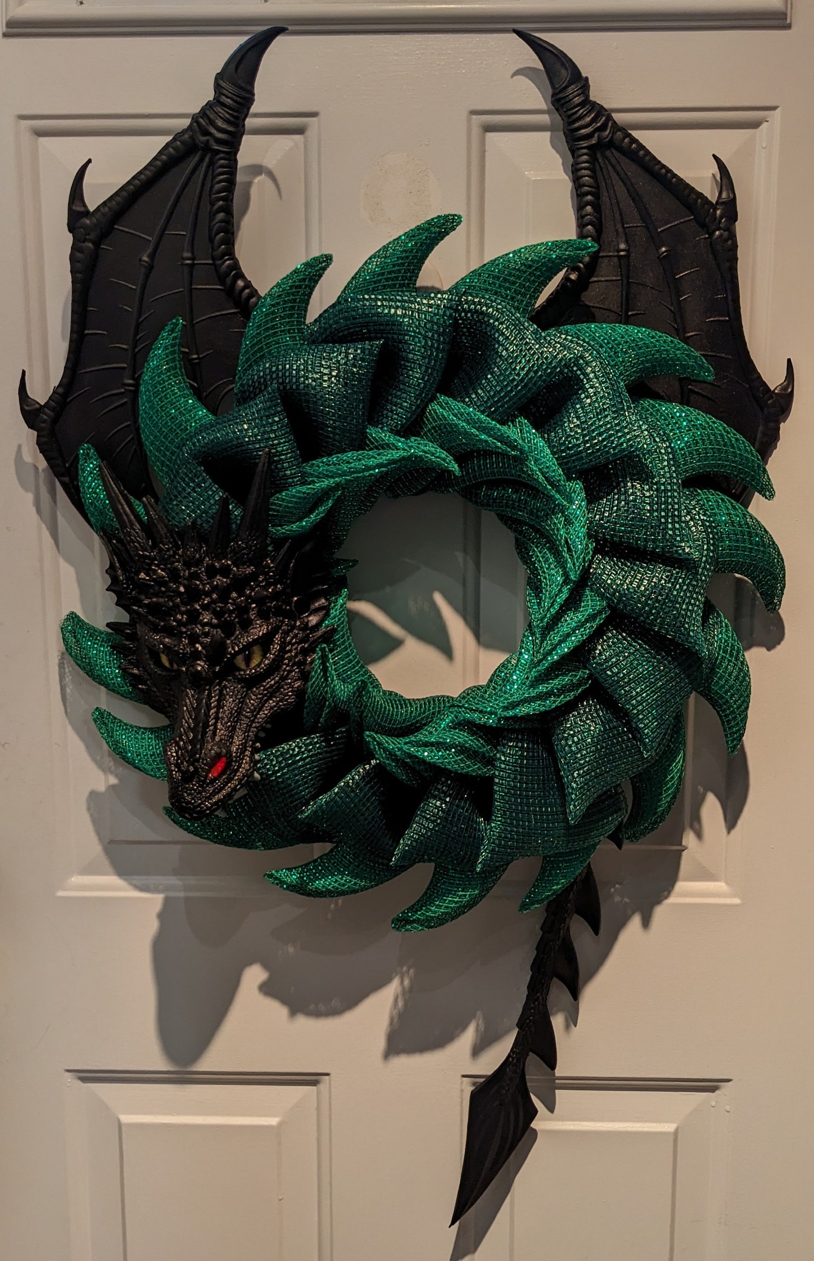 Green Black Dragon Wreath With Wings and Tail - Etsy
