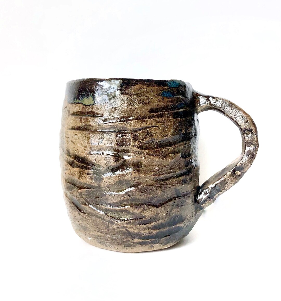 Tree Bark Mug With Blue Center - Etsy