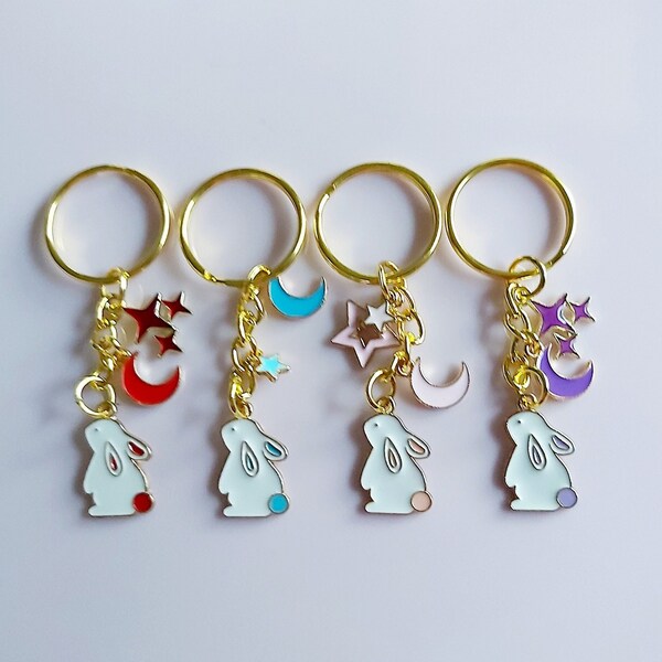 White Bunny Keychain - Etsy
