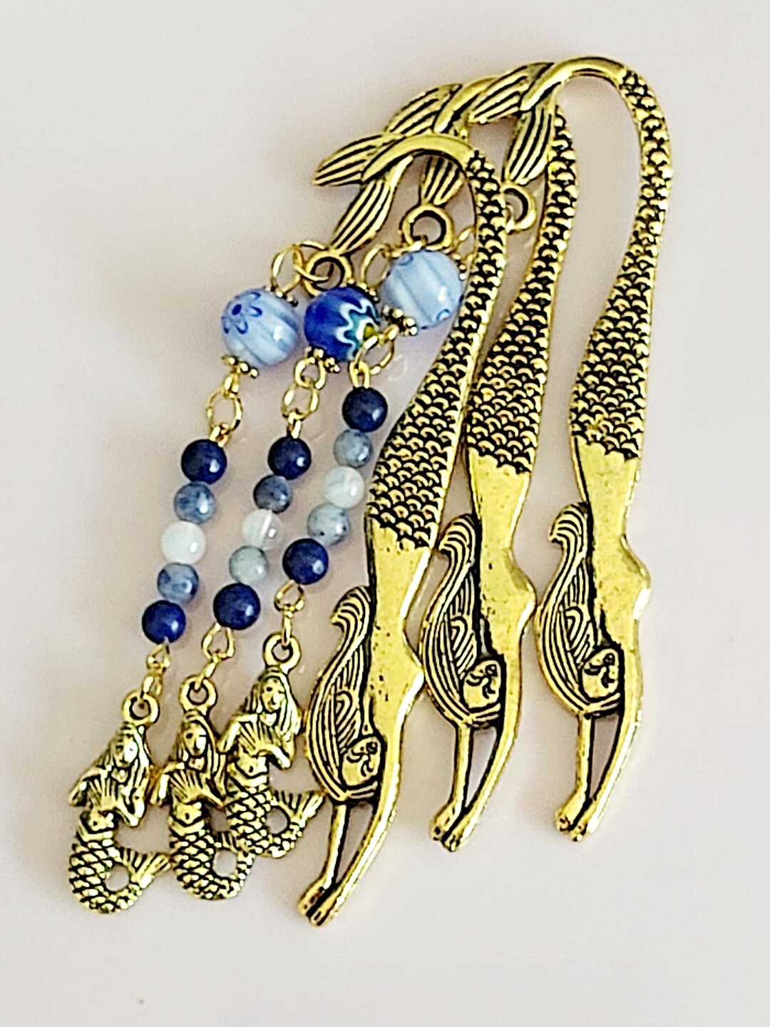 Little Mermaid Bookmark: Antique Gold Beaded Millefiori Accent - Etsy UK