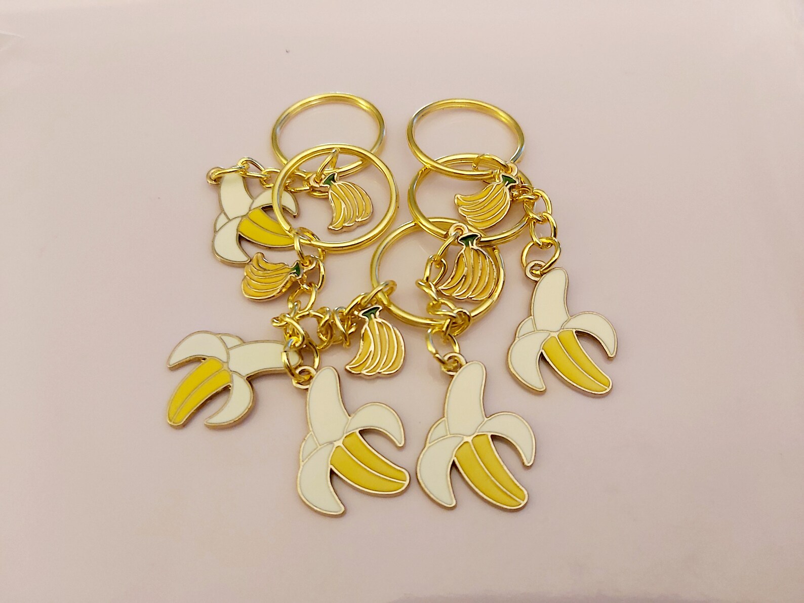 Banana Keychain: Gold Tone Fruit Charm Keyring - Etsy