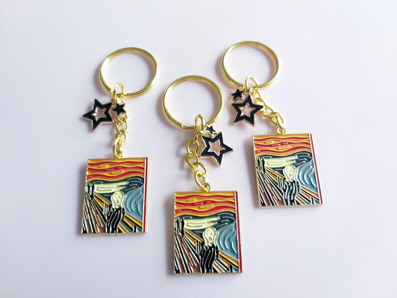 Edvard Munch 'the Scream' Keyring: Norwegian Art, Gold Tone - Etsy