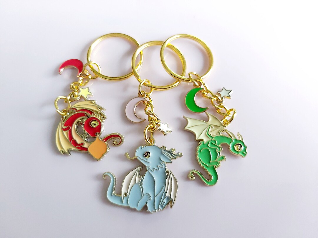 Baby Dragon Keyring: Enamel Charm, Gold Tone Keychain or Bag Charm - Etsy