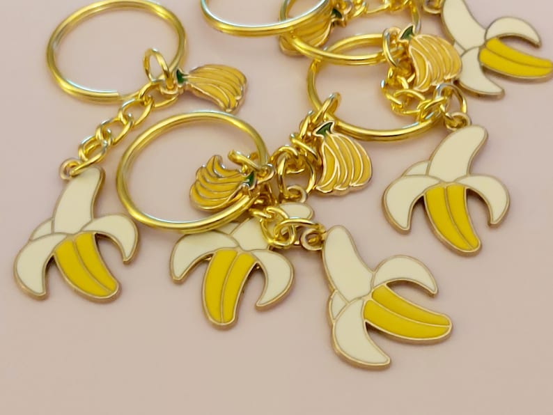 Banana Keychain: Gold Tone Fruit Charm Keyring - Etsy