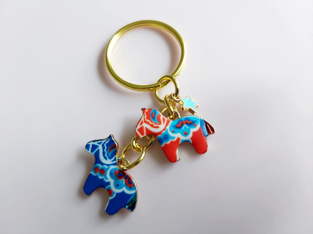 Dala Horse Keychain: Traditional Swedish Nordic Hästar. Dalarna, Sweden ...