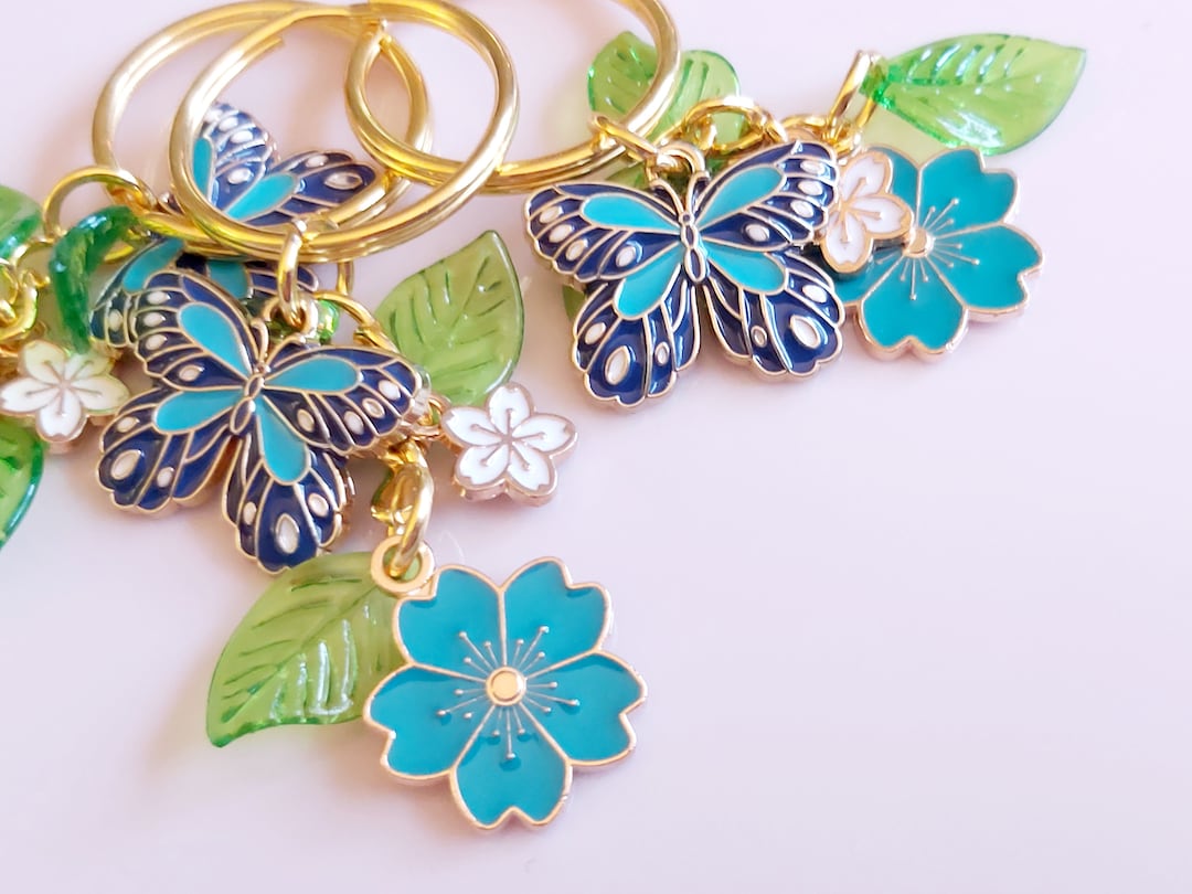 Sakura Butterfly Keyring. Cherry Blossom Flower Keychain. Pink - Etsy