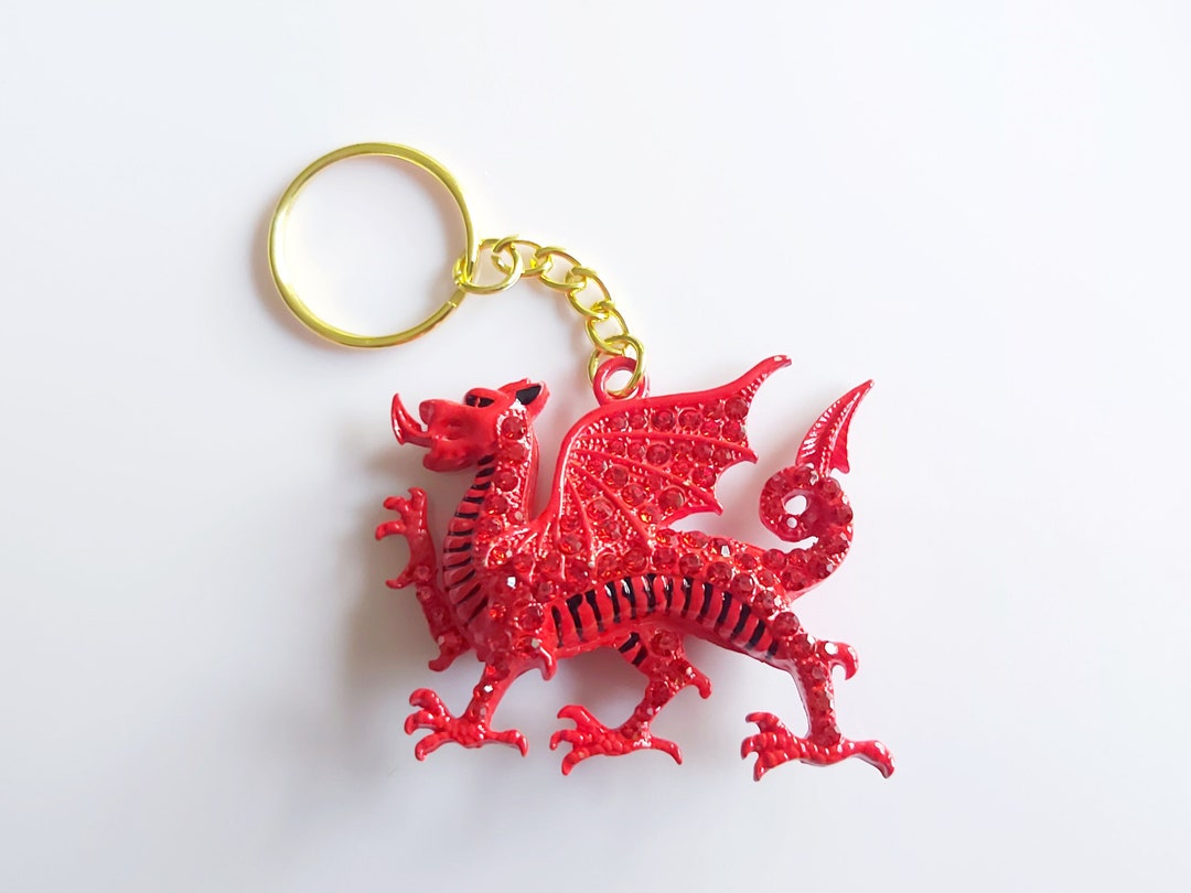 Welsh Dragon Keyring. Large Rhinestone Red or Yellow Versions Available ...