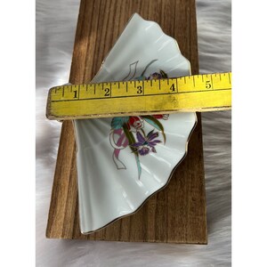 VTG UCAGO Japanese Porcelain Fan Shaped Trinket Dish W Flowers & Gold ...