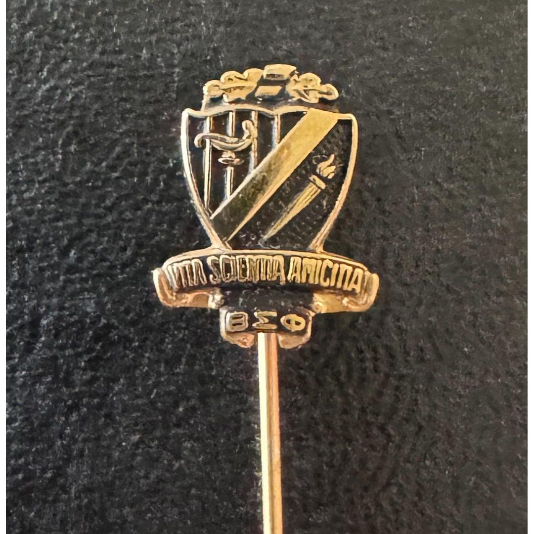 Vintage Beta Sigma Phi Sorority Stick Pin gold Tone and Black - Etsy