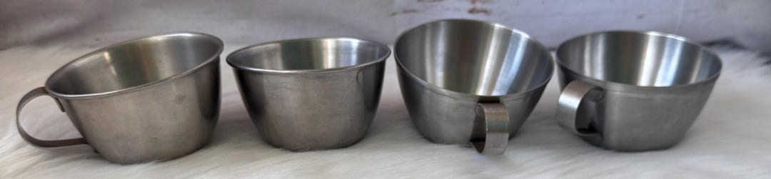 Vintage U.S. Aluminum Mess Cups Set of 4 | Leyse and FE&S Co 1951 1952 ...