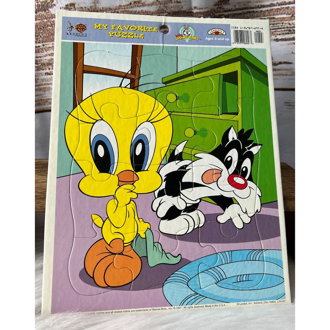 VTG 1997 WB Baby Looney Tunes Sylvester and Tweety 12 Piece Frame Tray ...