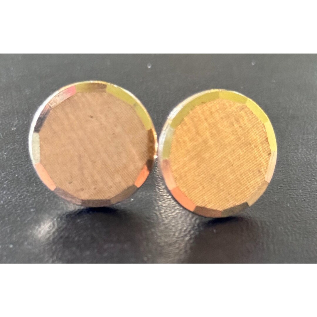Anson Beveled Edge Textured Circular Gold Tone Bullet Back Cuff Links ...
