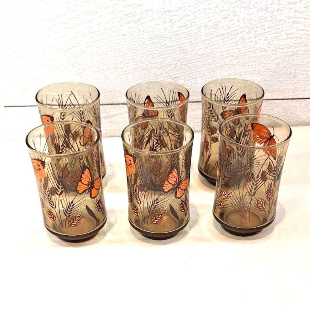 Vintage Monarch Butterfly Juice Glasses by Libbey Set of 6 - Etsy