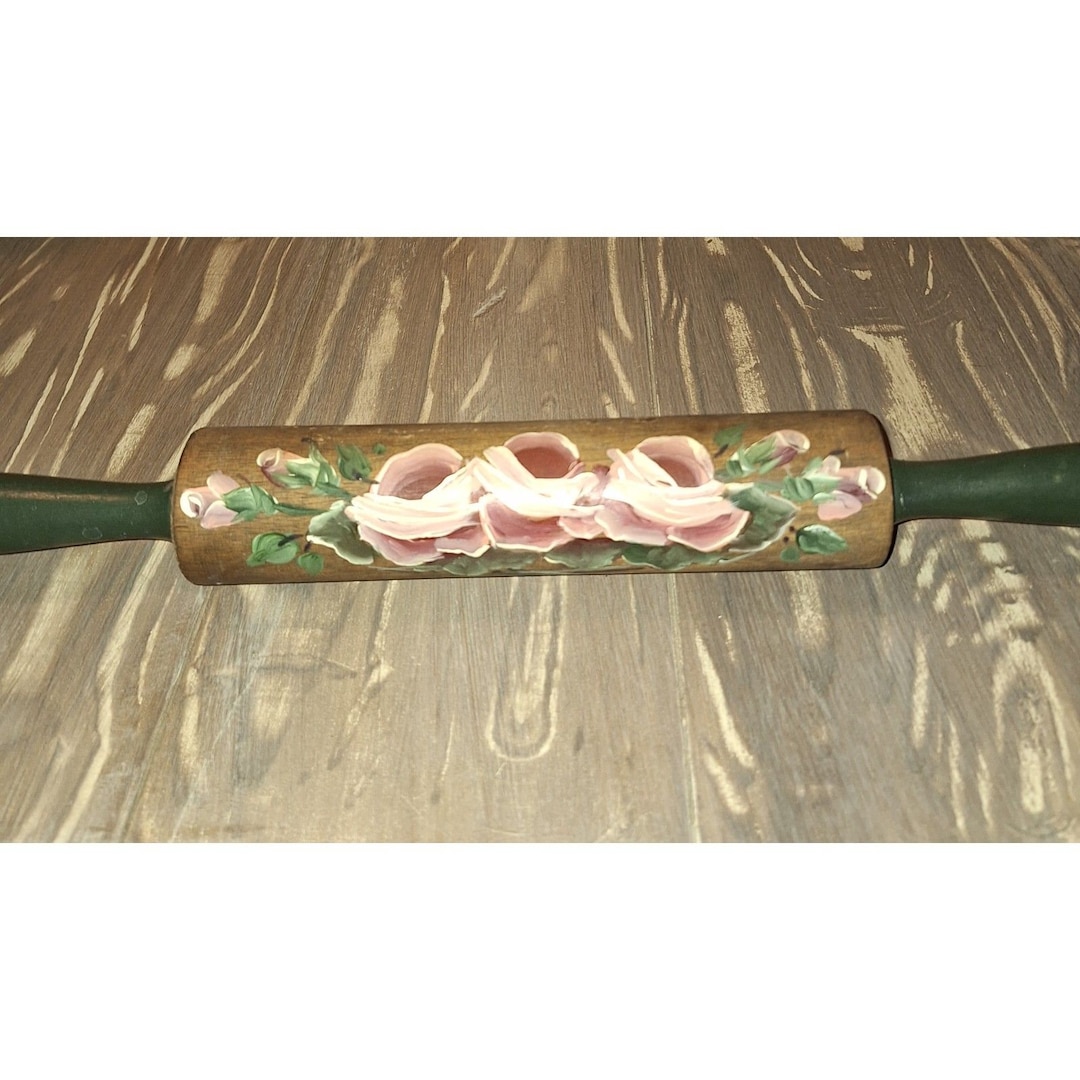 Vintage Hand Painted Rolling Pin 80s - Etsy
